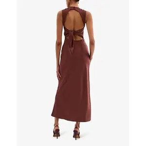 OMNES Nova Tie-back Satin Maxi Dress - Chocolate