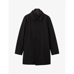 REISS Logan Funnel-neck Coat - Black