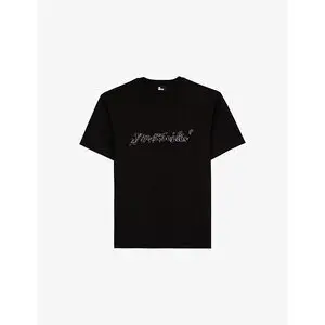 The Kooples Branded Short-sleeved Cotton-jersey T-shirt - Black
