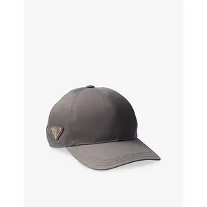 Prada Logo-Plaque Nylon Baseball Cap Grey