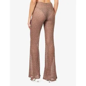 Missoni Raschel Lace Flared Rayon-blend Trousers - Brown