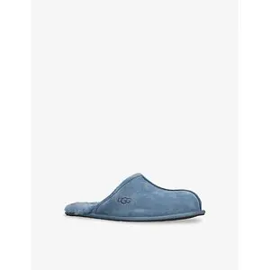 UGG Branded Suede And Shearling Slippers - Blue