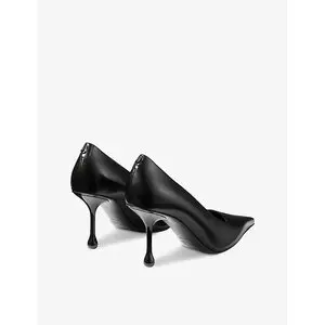 JIMMY CHOO Ixia 80 Logo-embellished Leather Heeled Courts - Black