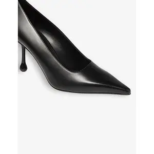 JIMMY CHOO Ixia 80 Logo-embellished Leather Heeled Courts - Black