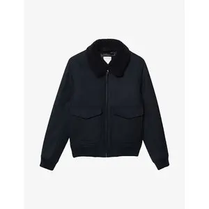 Sandro Aviator Zip-through Wool-blend Jacket - Bleus