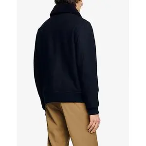 Sandro Aviator Zip-through Wool-blend Jacket - Bleus