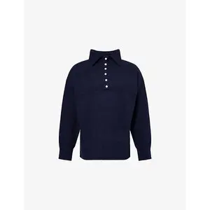 PRETTY LAVISH Collared Button-detailed Pullover