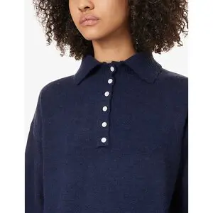 PRETTY LAVISH Collared Button-detailed Pullover