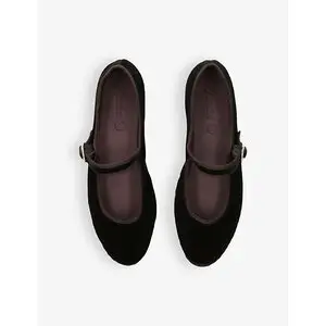 FLABELUS Single-strap Cotton Mary Jane Flats - Black