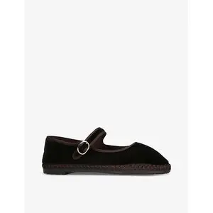 FLABELUS Single-strap Cotton Mary Jane Flats - Black