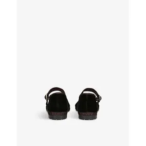 FLABELUS Single-strap Cotton Mary Jane Flats - Black