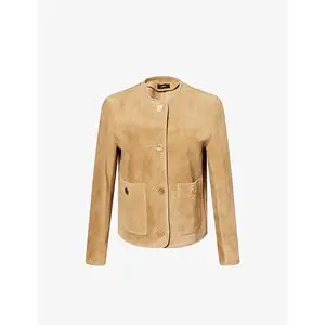 ARMA Sogno Round-neck Suede Jacket - Olive