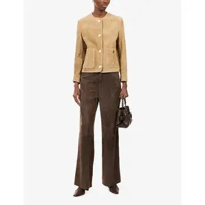 ARMA Sogno Round-neck Suede Jacket - Olive