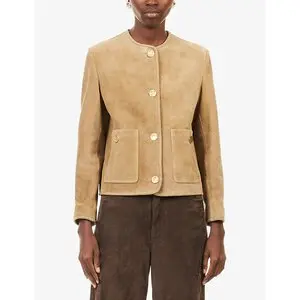 ARMA Sogno Round-neck Suede Jacket - Olive