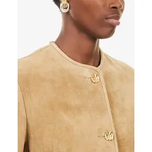 ARMA Sogno Round-neck Suede Jacket - Olive