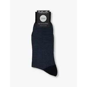 Pantherella Tewkesbury Knitted Cotton-blend Socks - Navy
