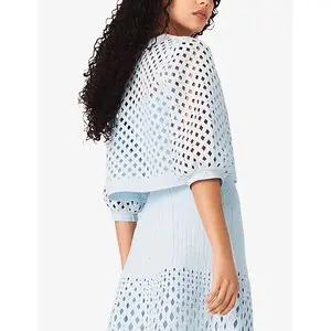 Maje Crochet Rhinestone-embellished Woven Cardigan - Blue Sky