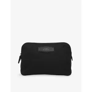 Smythson Brand-patch Canvas Travel Pouch - Black
