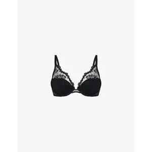 Simone Perele Intrigue Triangle Underwired Lace Push-up Bra - Black