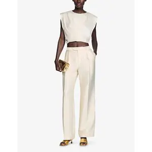Sandro Pleated Round-neck Crop Top