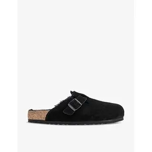 BIRKENSTOCK Boston Logo-embossed Shearling-lined Suede Clogs - Black