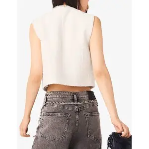 Maje Sleeveless Bead-embellished Tweed Jacket