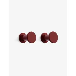 HAY Bolt Round Powder Coated-steel Wall Hooks Pack Of Two - Red