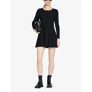 Sandro Pleated Knit Mini Dress