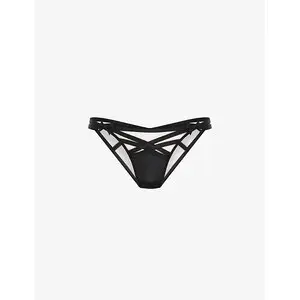 Agent Provocateur Briella Bow-embellished Woven Briefs - Black