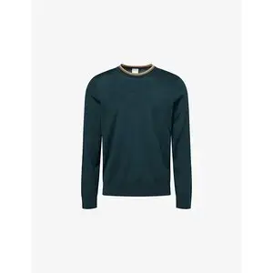 Paul Smith Stripe-trim Round-neck Merino-wool Jumper