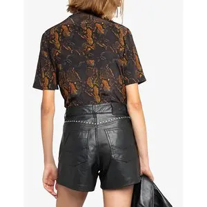 Zadig&Voltaire Animal-print Silk Shirt With Lace Detail - Black