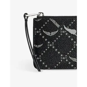 Zadig&Voltaire Zv Brand-plaque Coated-canvas Card Holder - Black