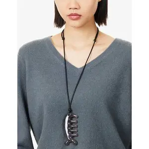 LEMAIRE Beluga Gua Sha Agate And Leather Necklace