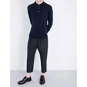 John Smedley Belper Knitted Polo Jumper - Midnight