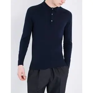 John Smedley Belper Knitted Polo Jumper - Midnight
