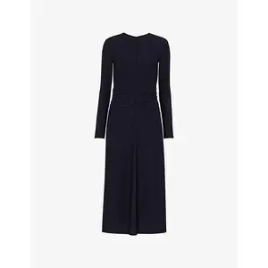 Whistles Ruched Long-sleeve Midi Dress
