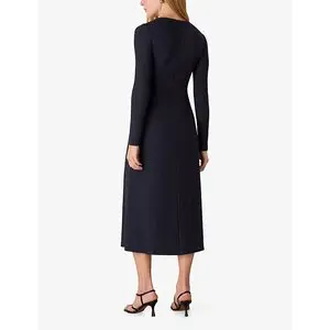 Whistles Ruched Long-sleeve Midi Dress