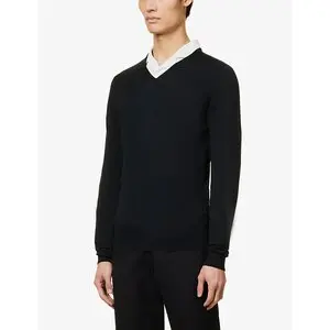 John Smedley Blenheim V-neck Wool Jumper - Black