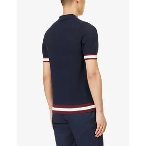 CHE Quinn Stripe-trimmed Cotton-knit Polo Shirt - Navy