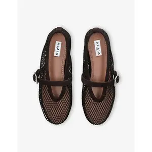 Alaïa Ballerina Mesh And Suede Ballet Flats - Dark Brown