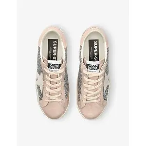 GOLDEN GOOSE Super Star Glitter-embellished Suede Low-top Trainers
