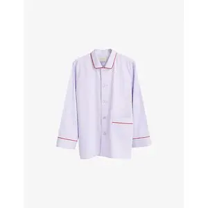 HAY Contrast-piping Cotton Pyjama Shirt - Lavender