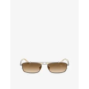Brunello Cucinelli Rectangle Metal Sunglasses - Brown