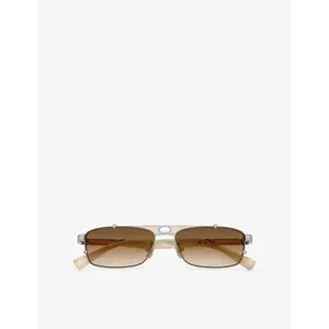 Brunello Cucinelli Rectangle Metal Sunglasses - Brown
