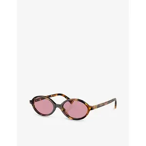 Miu Miu Mu 04zs Oval-frame Acetate Sunglasses - Brown