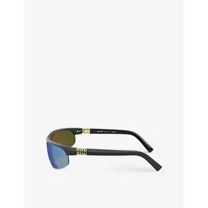 Miu Miu Oval Frame Sunglasses With Gold-toned Hardware - Grey