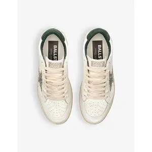 GOLDEN GOOSE Ballstar Glitter-embellished Leather Low-top Trainers