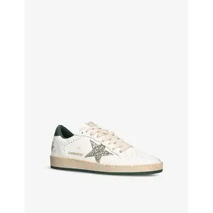 GOLDEN GOOSE Ballstar Glitter-embellished Leather Low-top Trainers