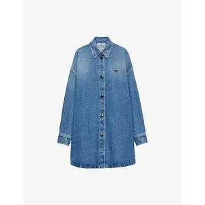 Prada Triangle-logo Long Denim Shirt