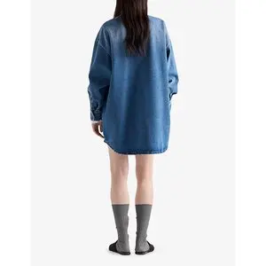 Prada Triangle-logo Long Denim Shirt